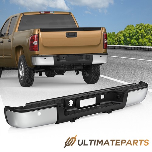 Chrome Rear Bumper w/ Parking Sensors For 2007-2013 Chevy Silverado GMC ...