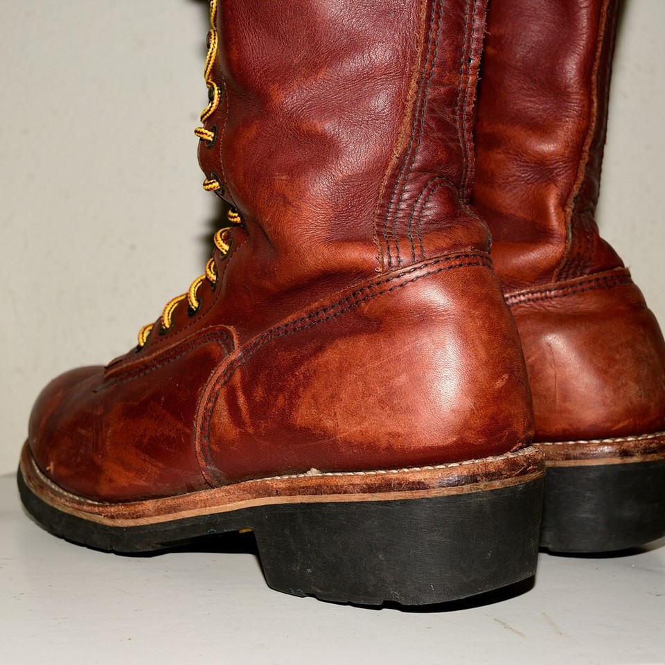 Red Wing 2450 Lineman Logger Boots Vintage Safety Toe Men US 10 E | eBay