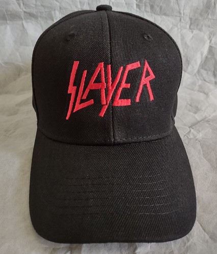 Slayer black embroidered cap hook and loop closure thrash metal hat ...