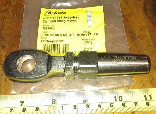 B-Safe Swageless eye Terminal Fitting, M12x8 (no.762908S ) Stainless ...