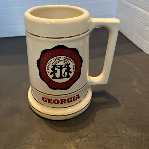 Vintage 1970s University of Georgia Bulldogs Ceramic Mug Stein Gold Rim ...