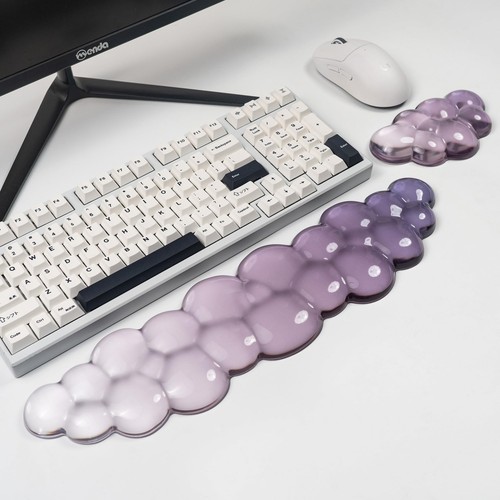 Ergonomic Cloud Silicone Gel Keyboard and Mouse Wrist Rest Set – Clear ...