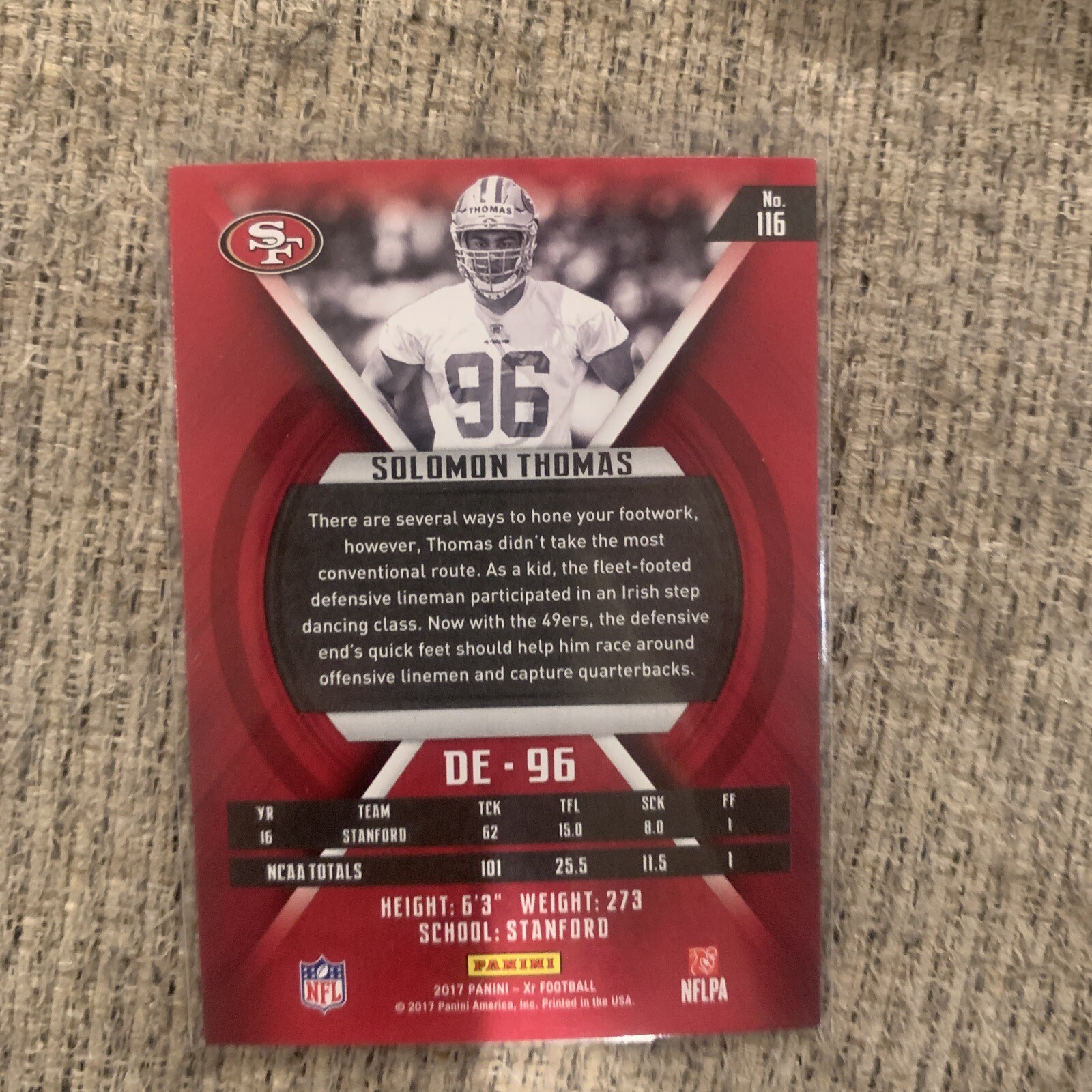 2017 Panini XR Red #116 Solomon Thomas 017/299 A100 | eBay