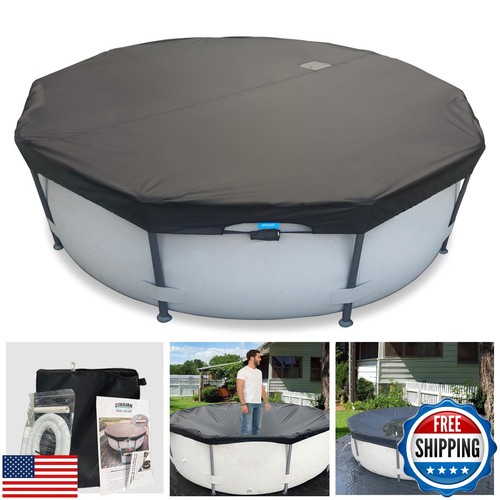 SIHAIAN 18 Ft Pool Cover with Automatic Drain Above Ground Pool Cover ...