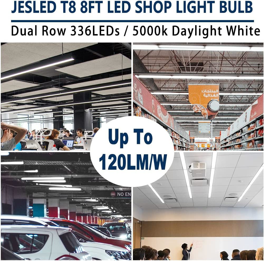 JESLED T8 T10 T12 8FT LED Light Bulbs, 50W 6000LM, 5000K Daylight White, Single | eBay