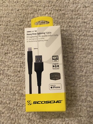 Scosche Heavy Duty Cable, 10ft, Black, HDI310I iPhone Charging Cable | eBay