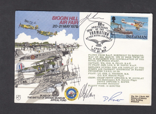 1978 Biggin Hill Air Fair RAF AD/35 Cover signed by the 3 members of ...