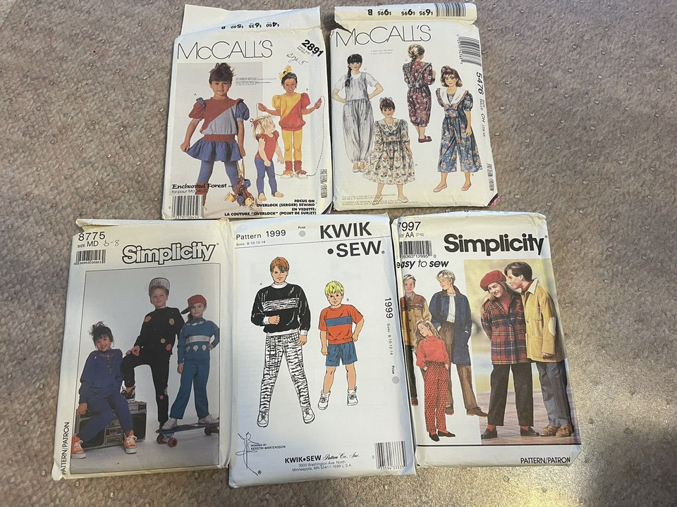 Lot 5 Children's Sewing Pattern Kwik Sew 1999 (Uncut-8-14) Simplicity ...