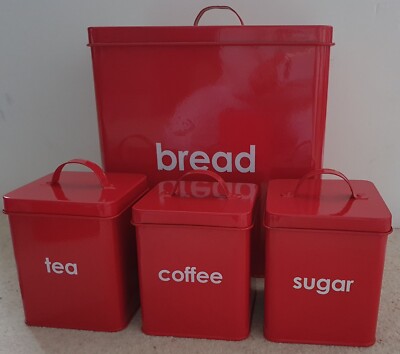 5 Piece Enamel Storage Canister Containers for Tea Coffee Sugar ...