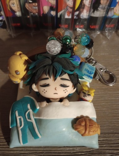 My Hero Academia Deku Izuku Sleeping Clay Keychain + Bakugo Acrylic ...