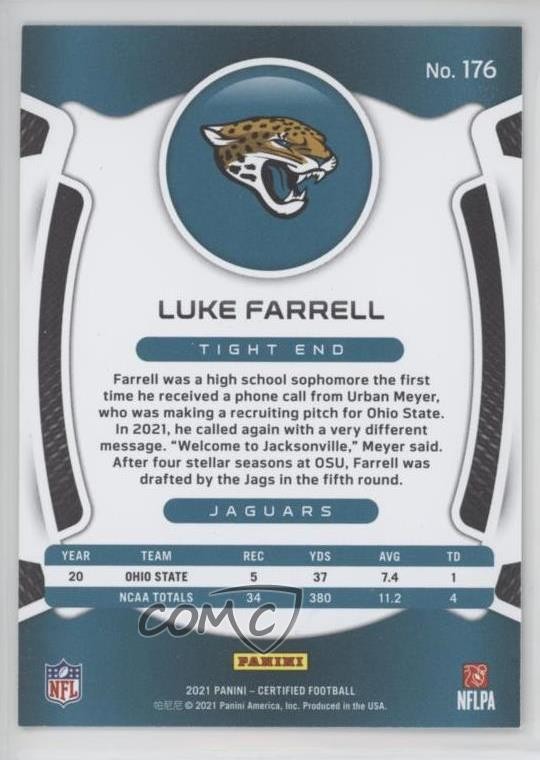 2021 Certified Rookies Mirror Gold /25 Luke Farrell #176 Rookie RC | eBay