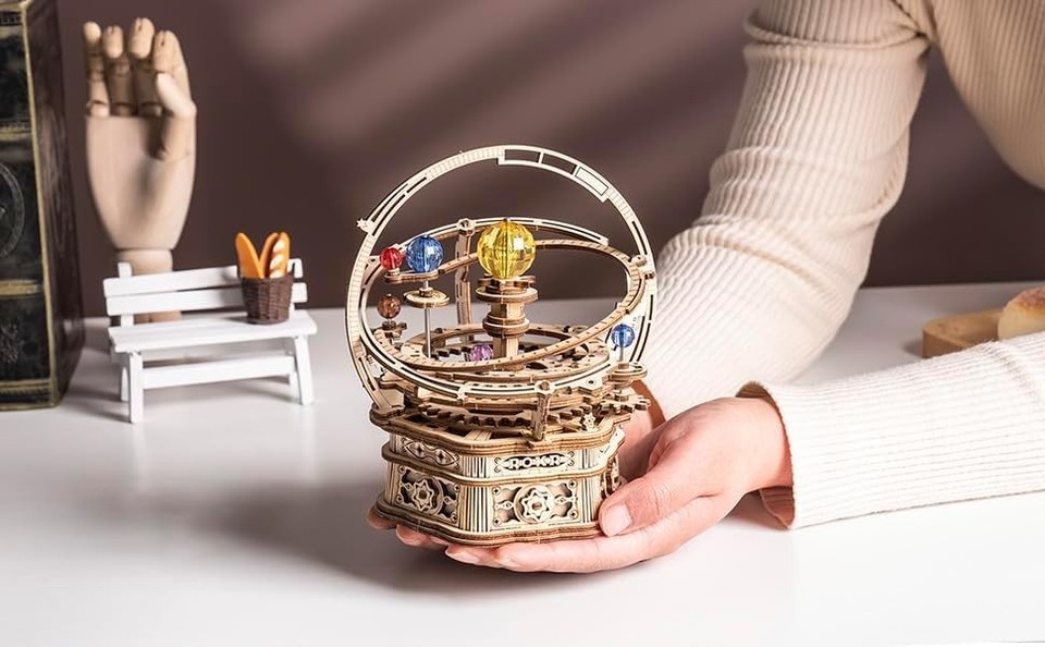 ROKR 3D Puzzles for Adults Orrery Music Box Wooden Model Building Set ...