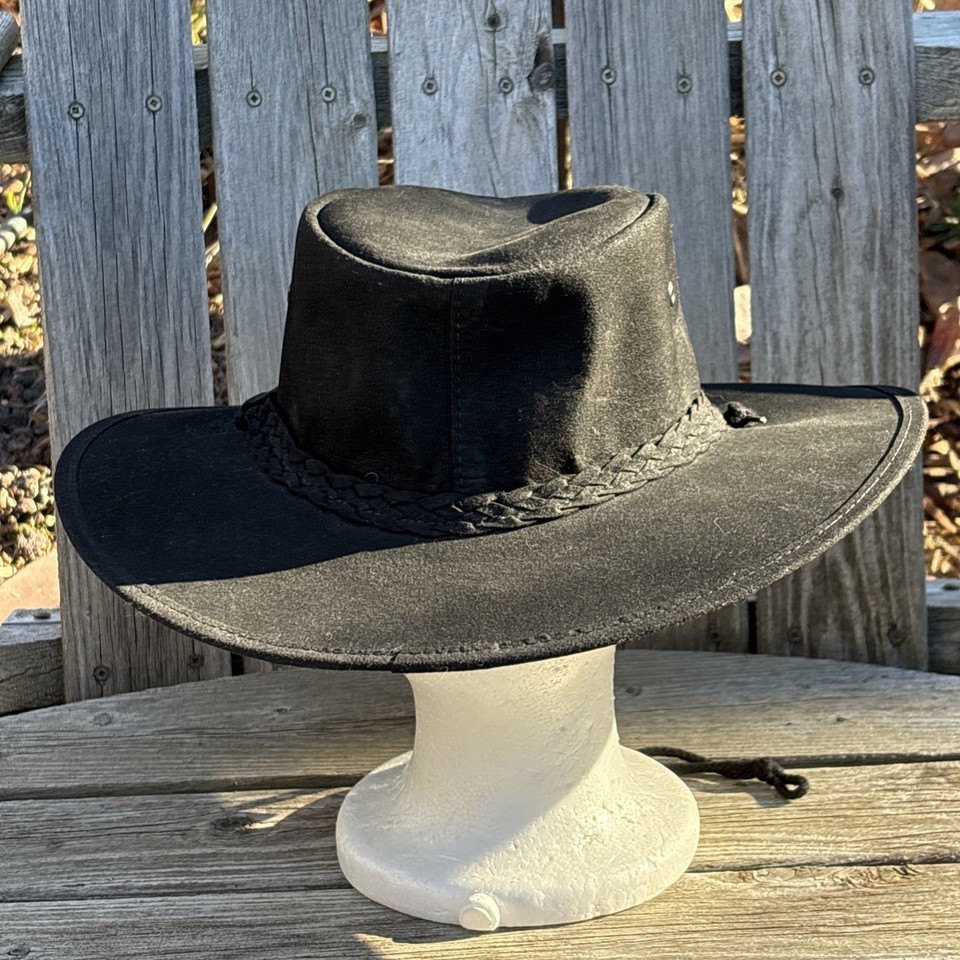 Australian Outback Hat Adult M Black Aussie Western Cowboy Shade Sport ...