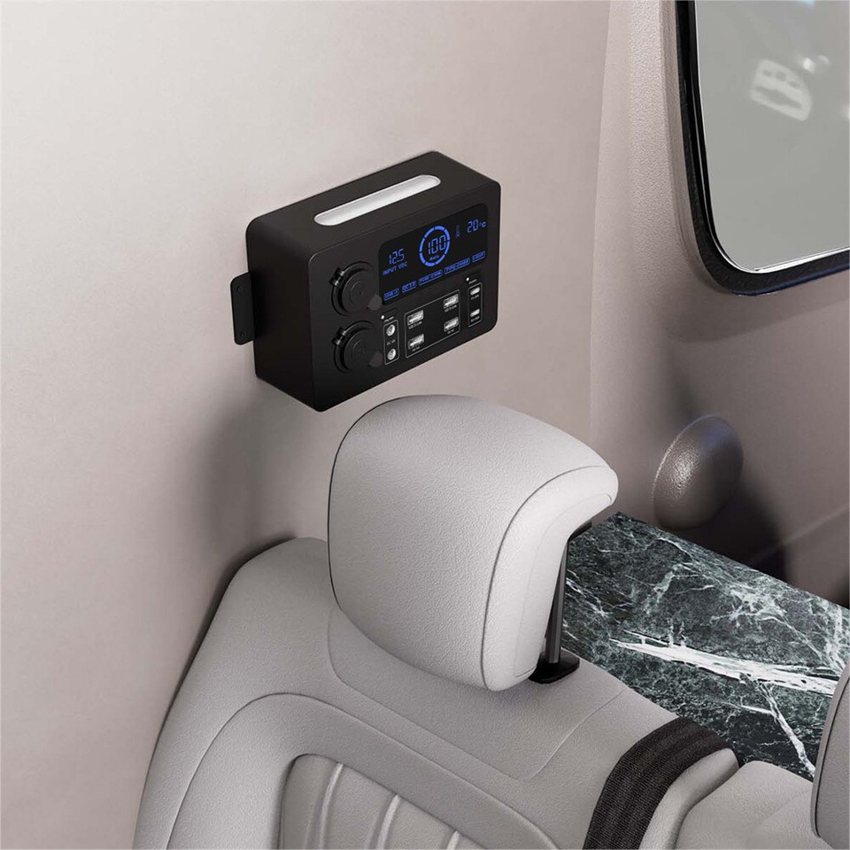 12V Power Supply Control Distribution Box with USB Type-C LED Display ...