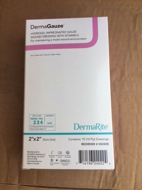 (Box of 15) Dermarite Dermagauze Hydrogel Wound Dressing Model: 00240E ...