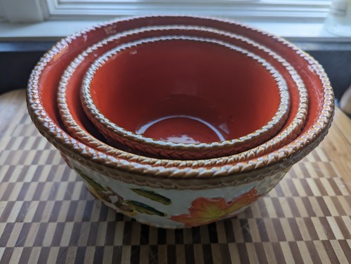 Temptations By Tara Fall Harvest Bowl Set Of 3 Pieces Leaf Design ...