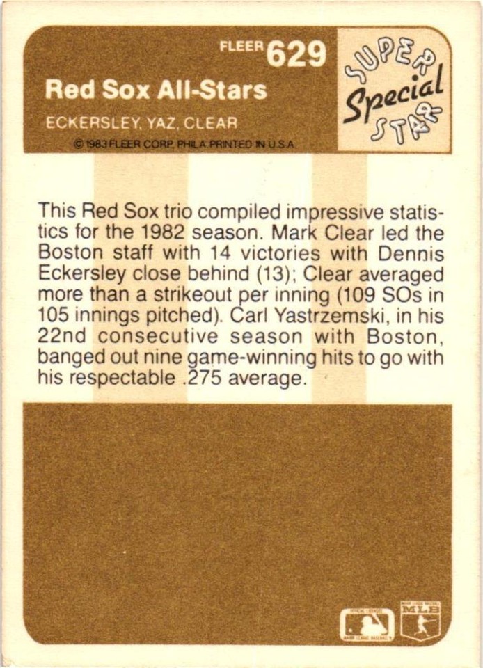 RED SOX ALL-STARS Card #629 See Photos FREE SHIPPING B14R1S1P21 | eBay