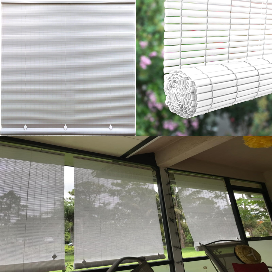 Vinyl Outdoor Roll Up Shades (6) Lewis Hyman 0321256 60" X