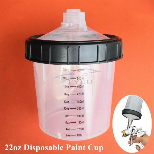 22oz Disposable Paint Cup-1 Hard Cup&Collar For Spray Gun H/O Quick Cup ...