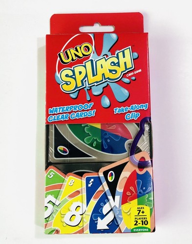 Uno Splash Card Game With Water-Resistant Plastic Cards & Clip Pool ...