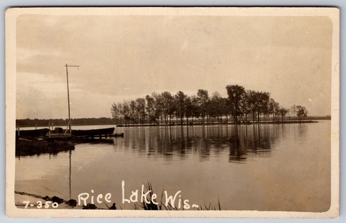 Rice Lake Wisconsin~Scenic View Of Calm Waters w/Reflections~1910 RPPC ...