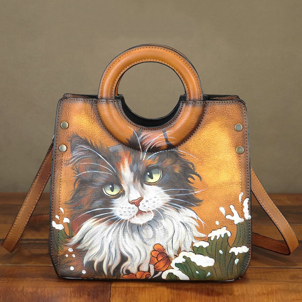 Hand painted Genuine Leather Purse and Handbag for Women Unique ...
