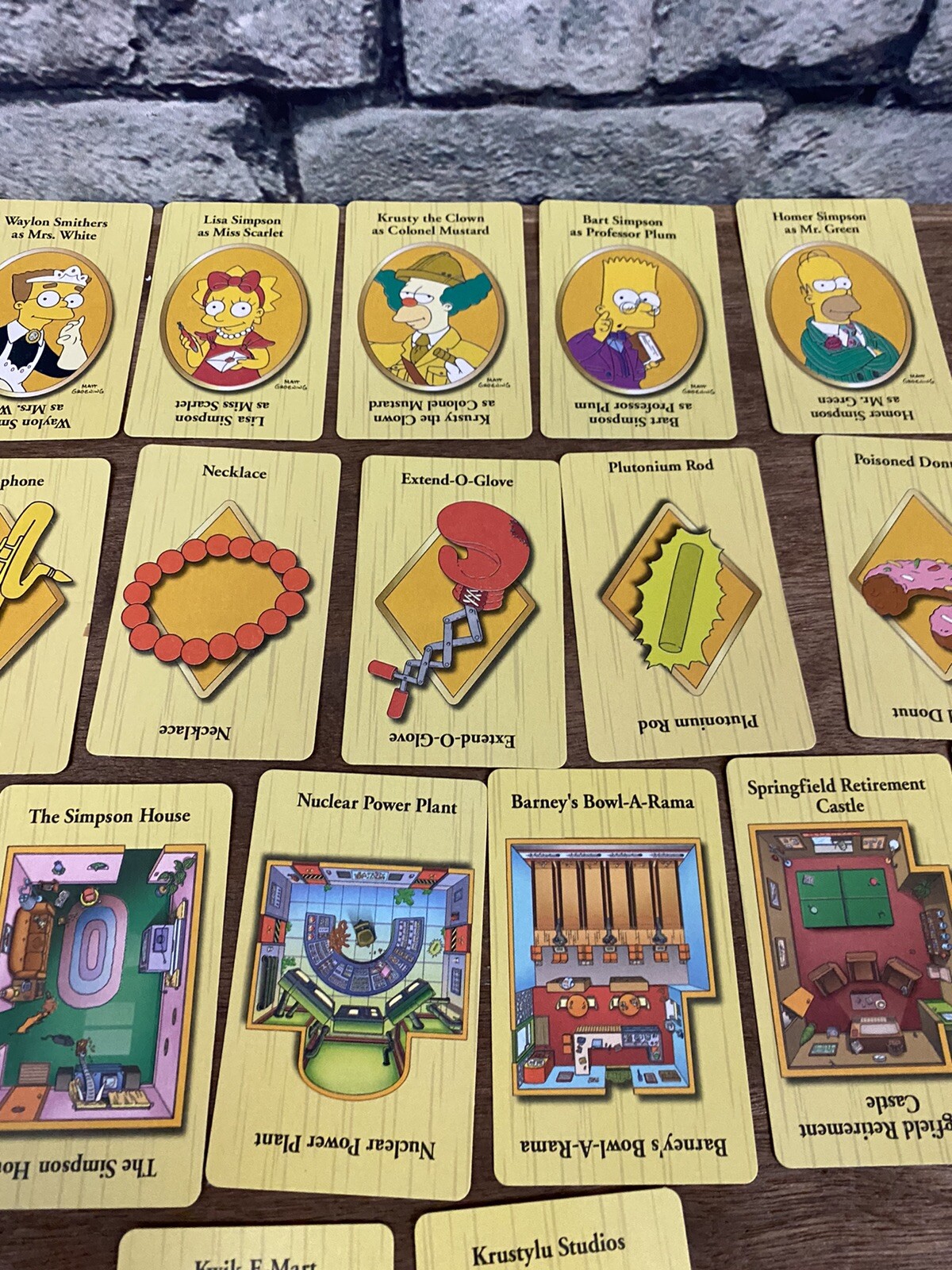 Simpsons Clue Game Replacement Deck of Cards Suspects Weapons Locations ...