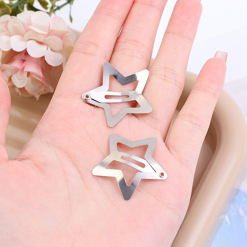 20pcs Snap Hair Clips for Hair Clip Pins BB Hairpin Silver Star Metal ...