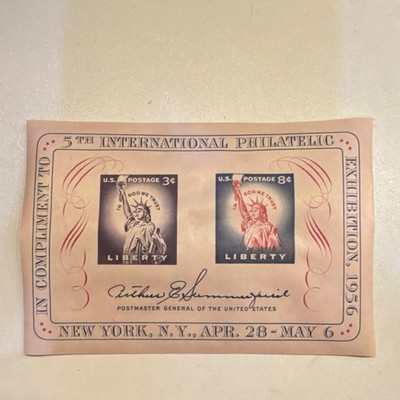 1956 5th International Philatelic Exhibition US Liberty Stamp Sheet 3 ...