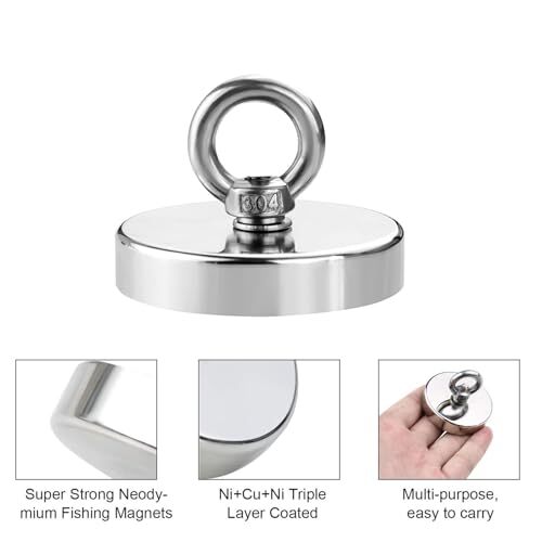 Magnet Fishing Strong Magnets Kit Heavy Duty 700 lbs Pulling 2.95 ...