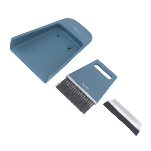 (Blue)3x Mini Cleaning Brush Dustpan Dust Removal Scraper Desktop Brush ...