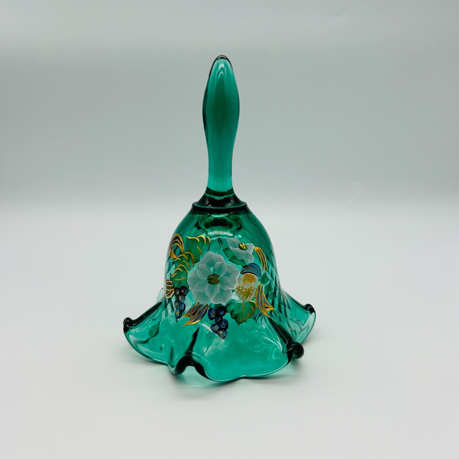 Vtg Fenton Art Glass Magnolia & Berry Hand Painted Blown Glass Bell A ...