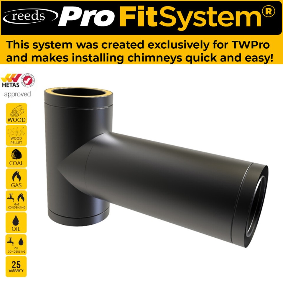 Stove Pipe Twin Wall Flue Kits For Stoves 6 Inch 25 Year Warranty Matt ...