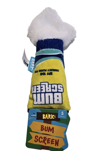 New Bark Box Plush Dog Toy Sun Block Bum Screen Squeaky Crinkle Size S ...