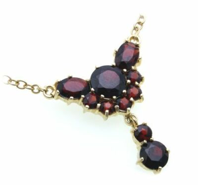 Necklace With Garnet Real Gold 333 Jewelry Yellow Gold Chain Women 4944 ...