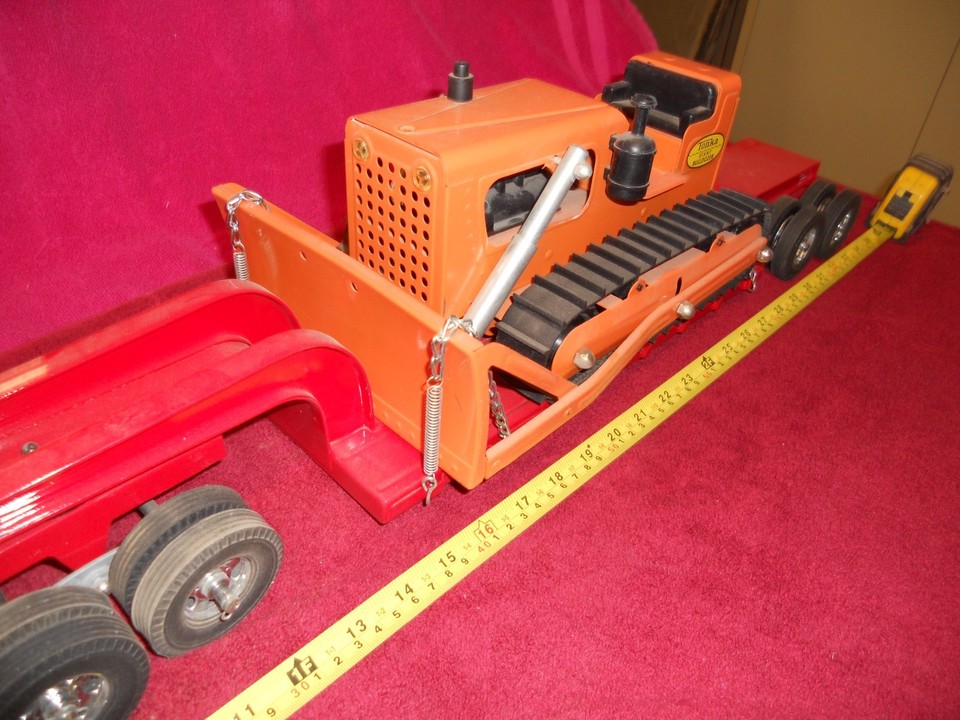 Custom Red diamond Lowboy Cab an trailer Wth Tonka. Giant Dozer #440 | eBay