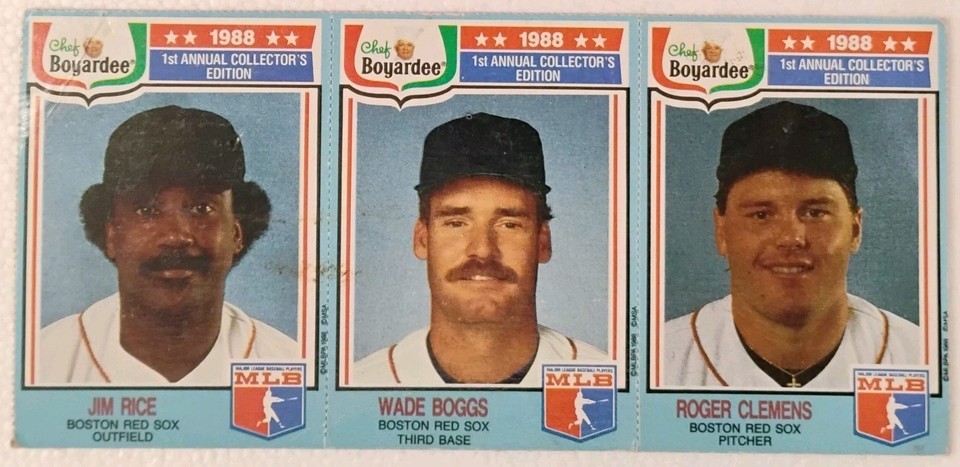 Roger Clemens Wade Boggs Jim Rice 1988 MSA Chef Boyardee Uncut Panel ...