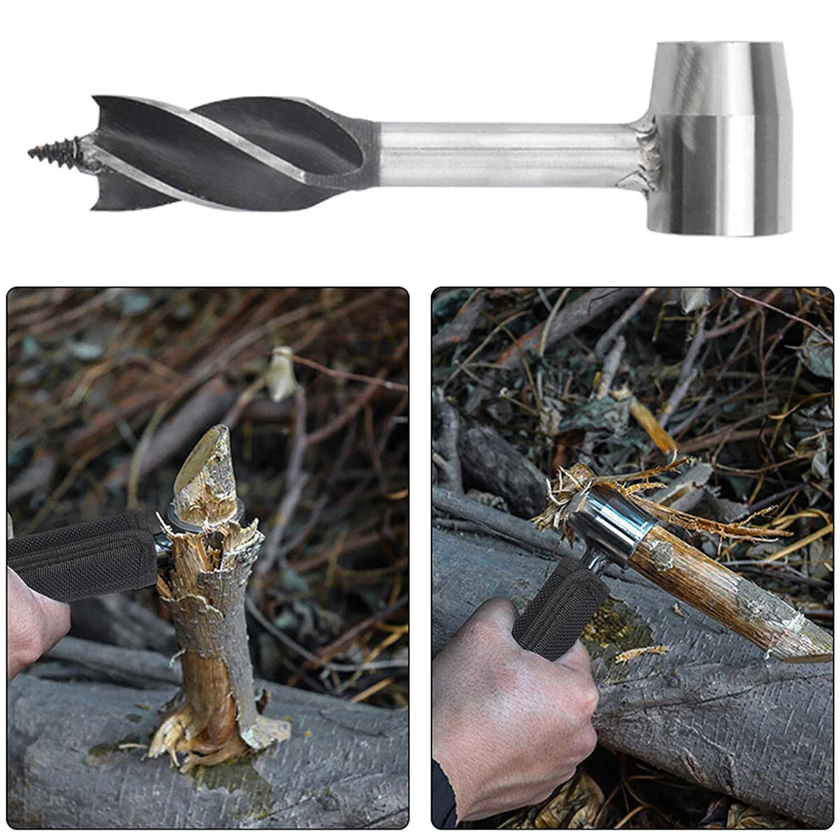 Carbon Steel Bushcraft Hand Auger Drill Manual Outdoor Survival Drill ...