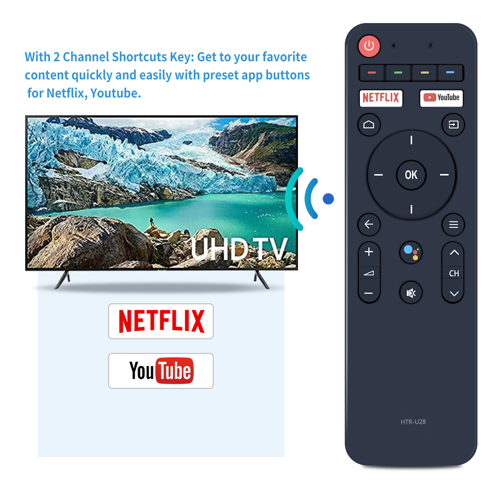 HTR-U28 Voice Remote Control For Haier Smart Android TV LE40K6600G ...