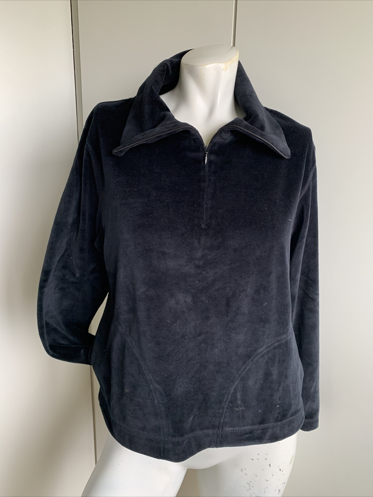 Northern Reflections small petite black 1/2 zip pullover velour sweatshirt | eBay