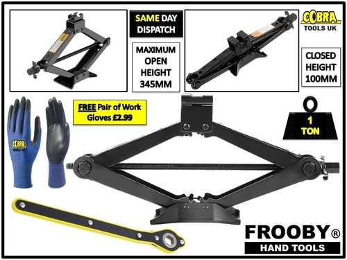 1 Ton Tonne Scissor Wind Up Jack for Car Van with Crank Speed Handle ...