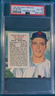 1955 Red Man Tobacco Baseball #2 Jim Busby No Tab PSA 4 | eBay