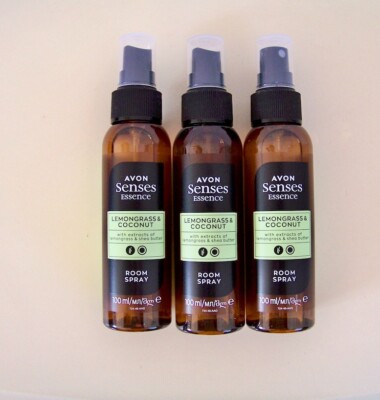 LEMONGRASS & COCONUT ROOM SPRAY 100ml X 3 BY AVON SENSES ESSENCE NEW (K ...