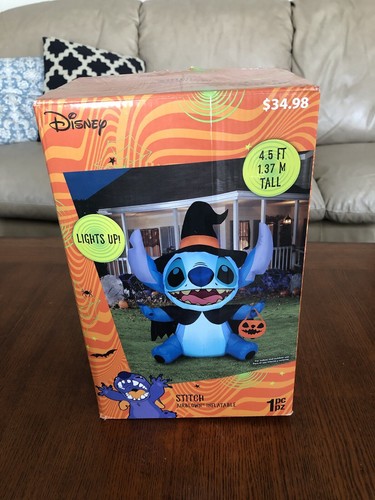 Gemmy Airblown Inflatables Stitch w Witch Costume Disney Halloween 54 ...