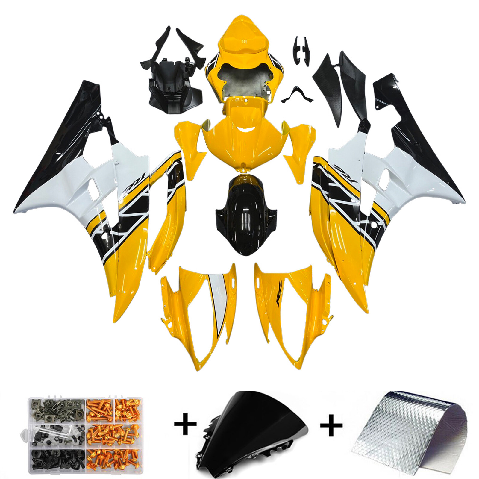 Fairing Yellow White Injection Plastic Kit Fit For YAMAHA YZF-R6 2006 ...