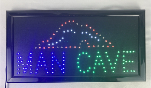 Man Cave 20" X 10" LED Hanging Lighted Sign Wall Decor Sports Bar Pool ...