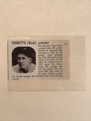 Birdie Tebbetts Frank Croucher Detroit Tigers 1939 Baseball WW MLB ...