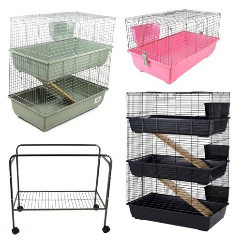 Rabbit Cages Indoor 80 100 120 cm Single Double Triple Tier With Stand ...