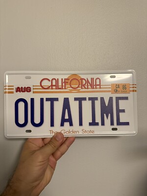 NEW OUTATIME Back to the Future Delorean LICENSE PLATE ONLY BTTF - NOT ...