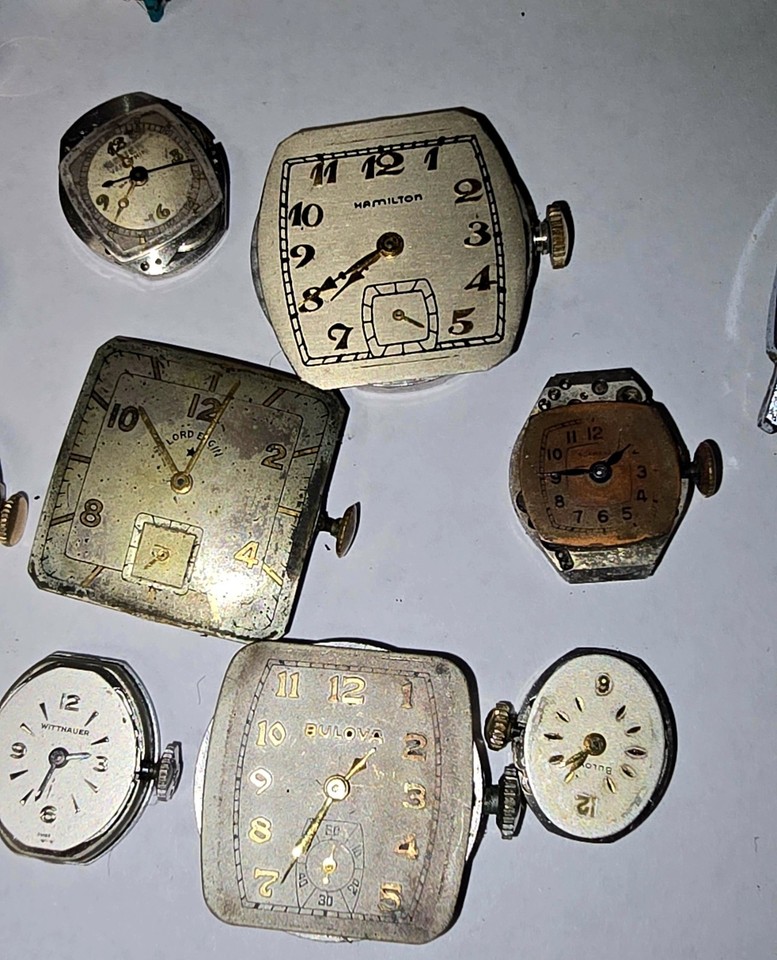VTG WATCH DIAL LOT (21) GRUEN CROTON BENRUS ... - FOR PARTS OR REPAIR ...